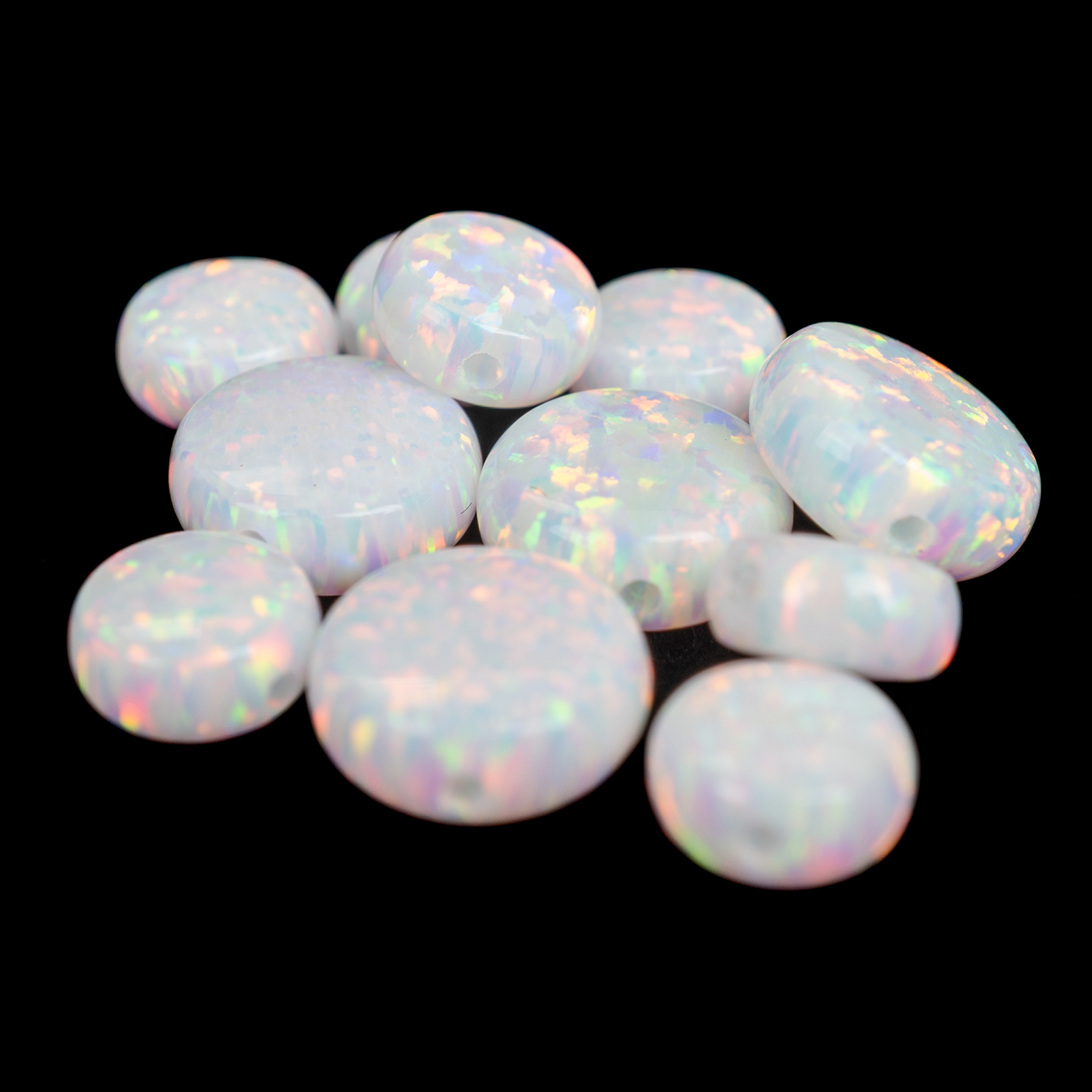 Pearl White Astral Opal™ Puffed Coin Beads - Lab-Created Opal for ...