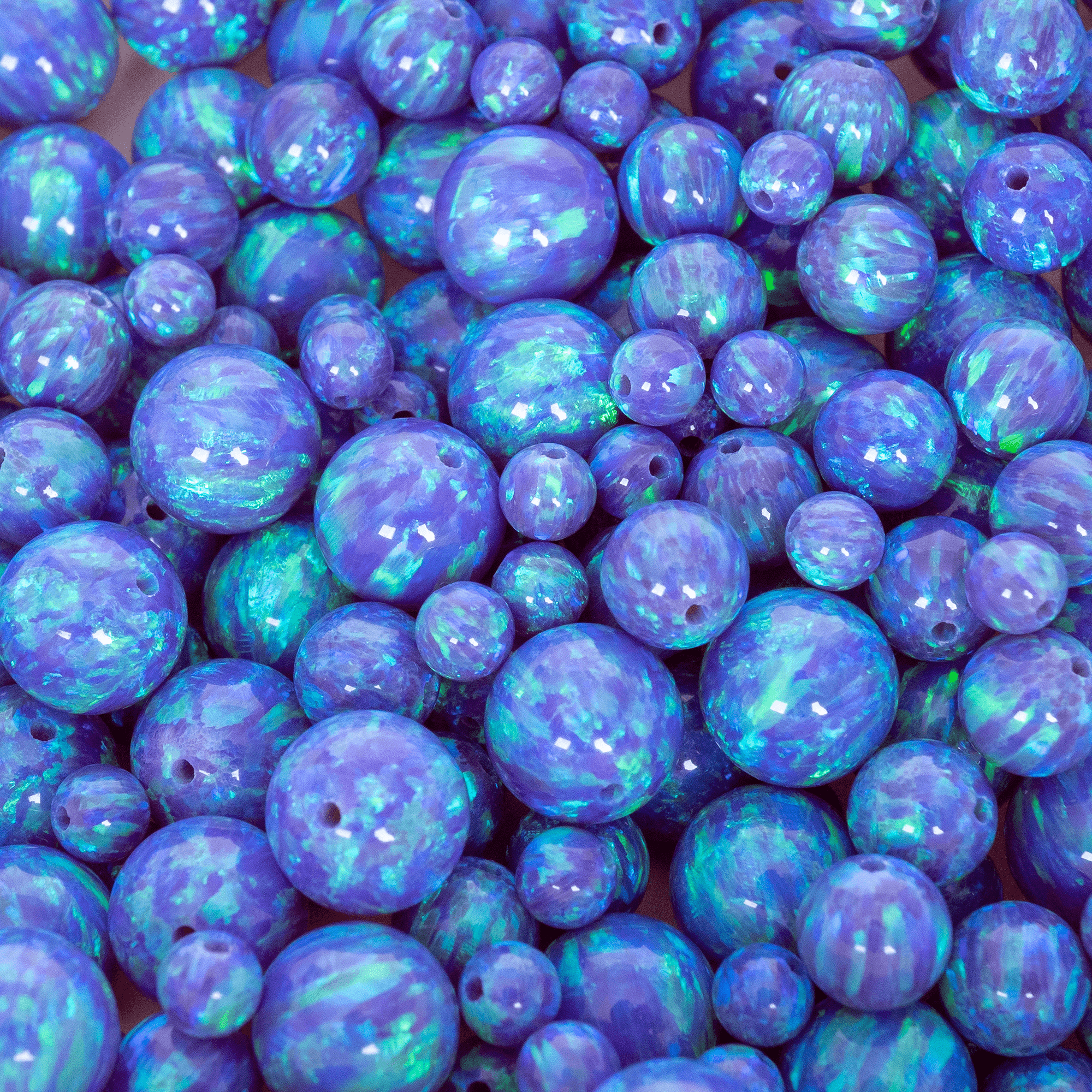 Light Purple Round Astral Opal™ Beads with Blue & Green Fire | Lab ...