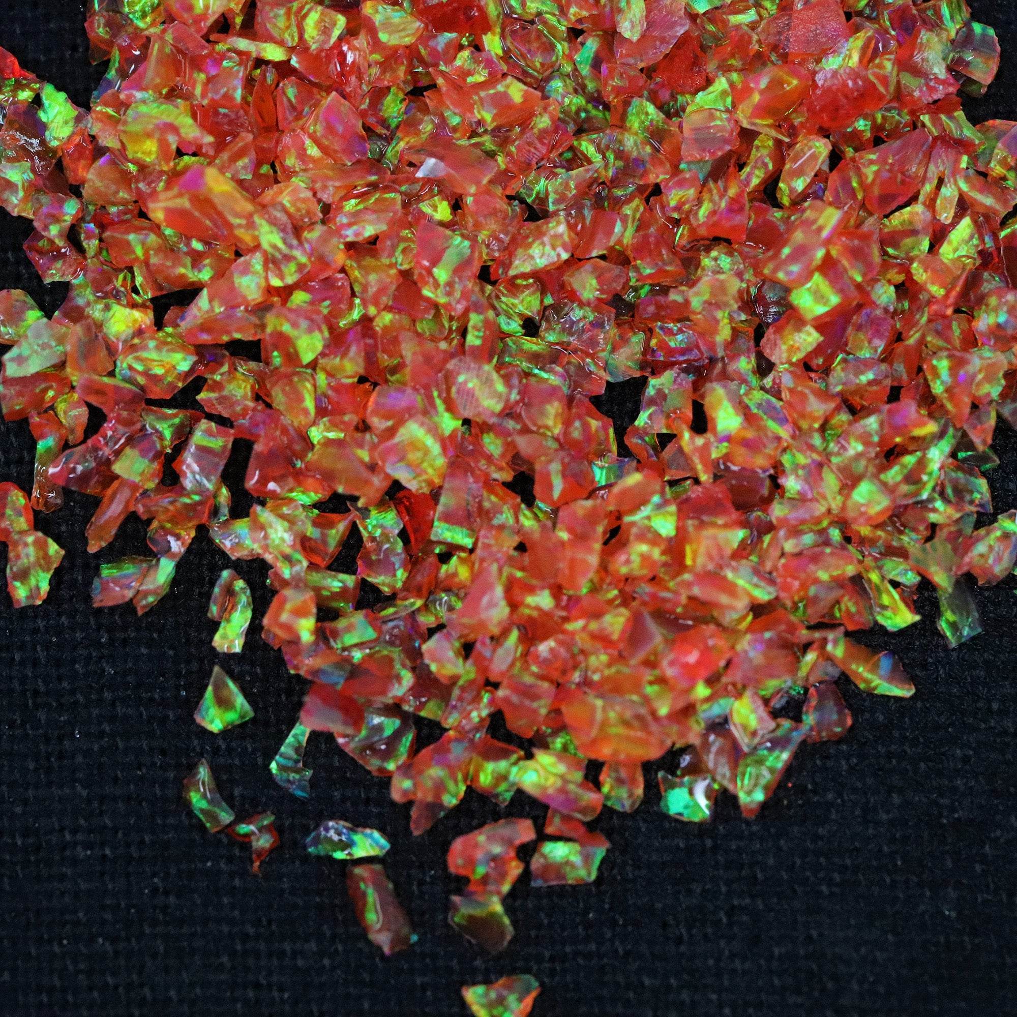 Dark Orange Crushed Astral Opal™ with Yellow & Green Fire - Lab-Created ...