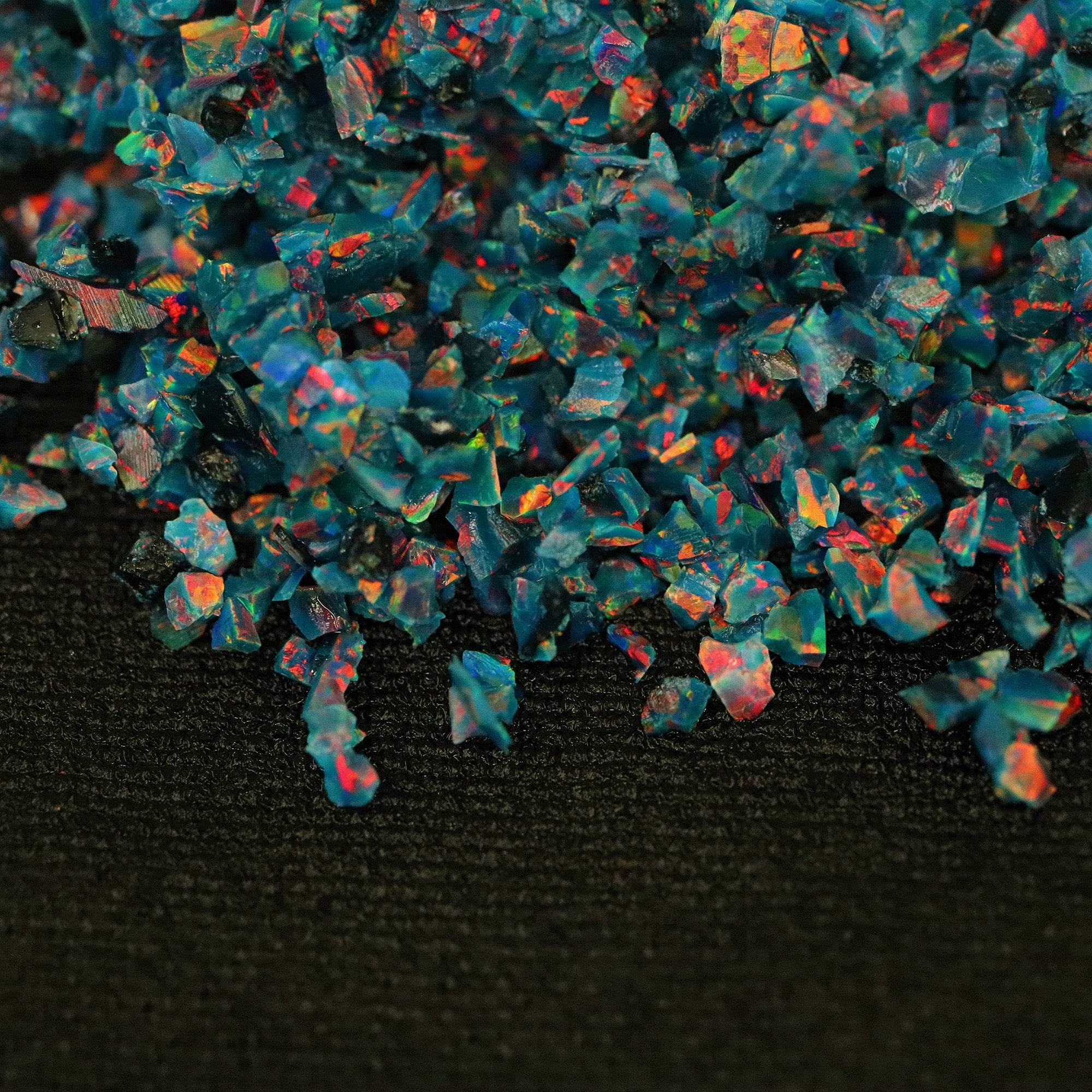 Deep Teal Crushed Astral Opal™ with Rainbow Fire - Lab-Created Inlay ...